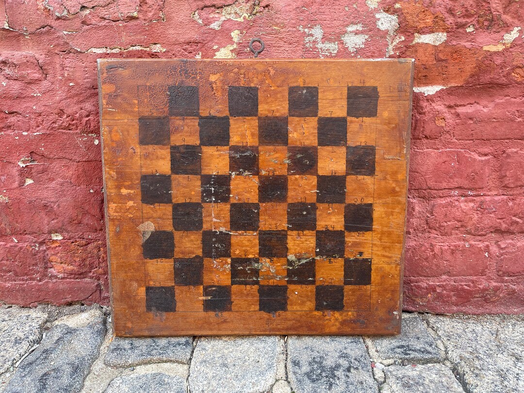 Antique Checkerboard: Crazed Paint, Primitive Farmhouse Decor - Etsy