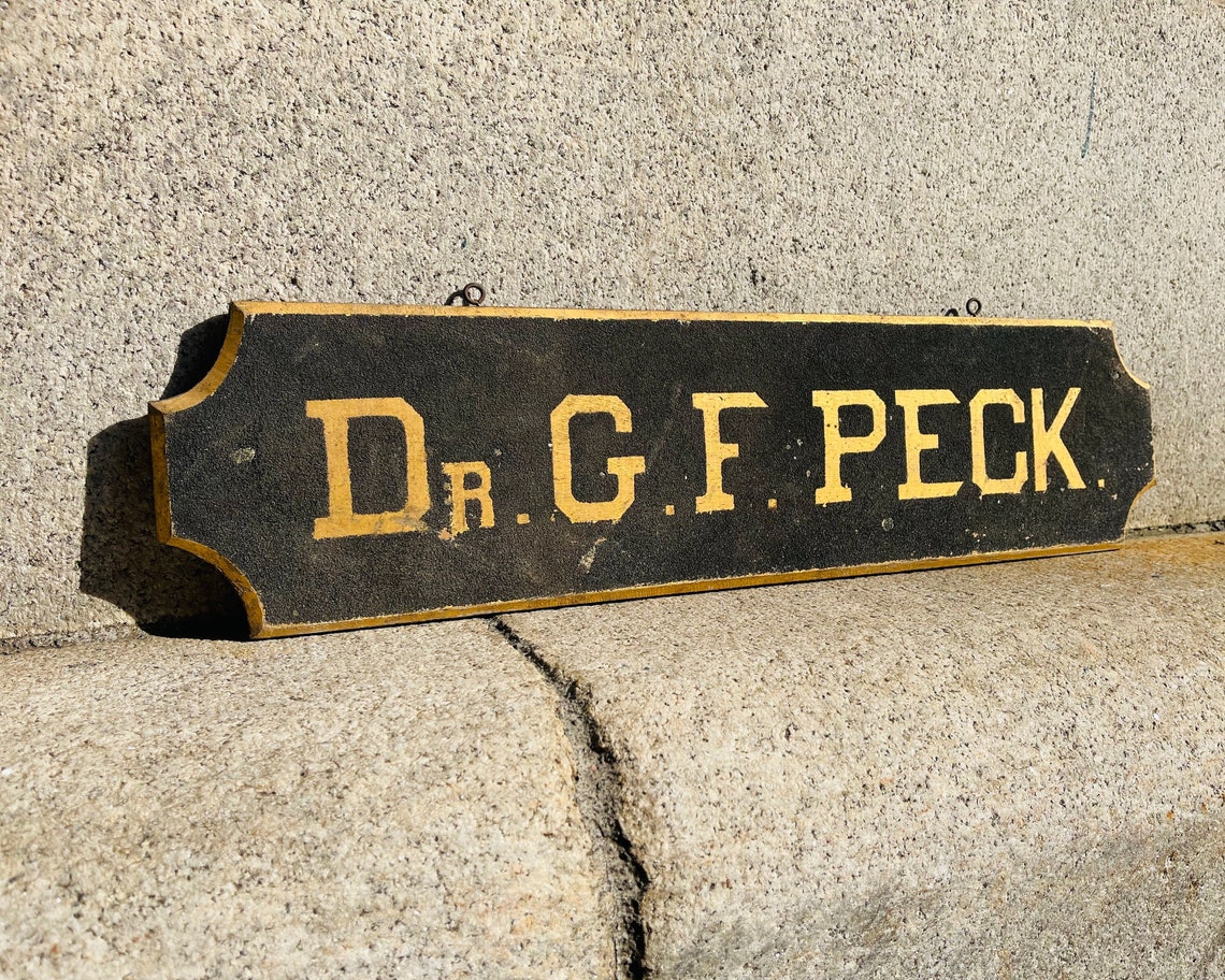 Antique Wooden Smaltz Paint Sign Dr. G. F. PECK 1800s Gold - Etsy