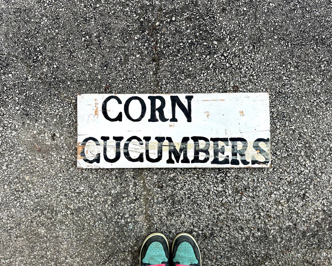 Vintage Wooden Farm Sign, Vintage CORN CUCUMBERS Sign, Cabin, Primitive ...