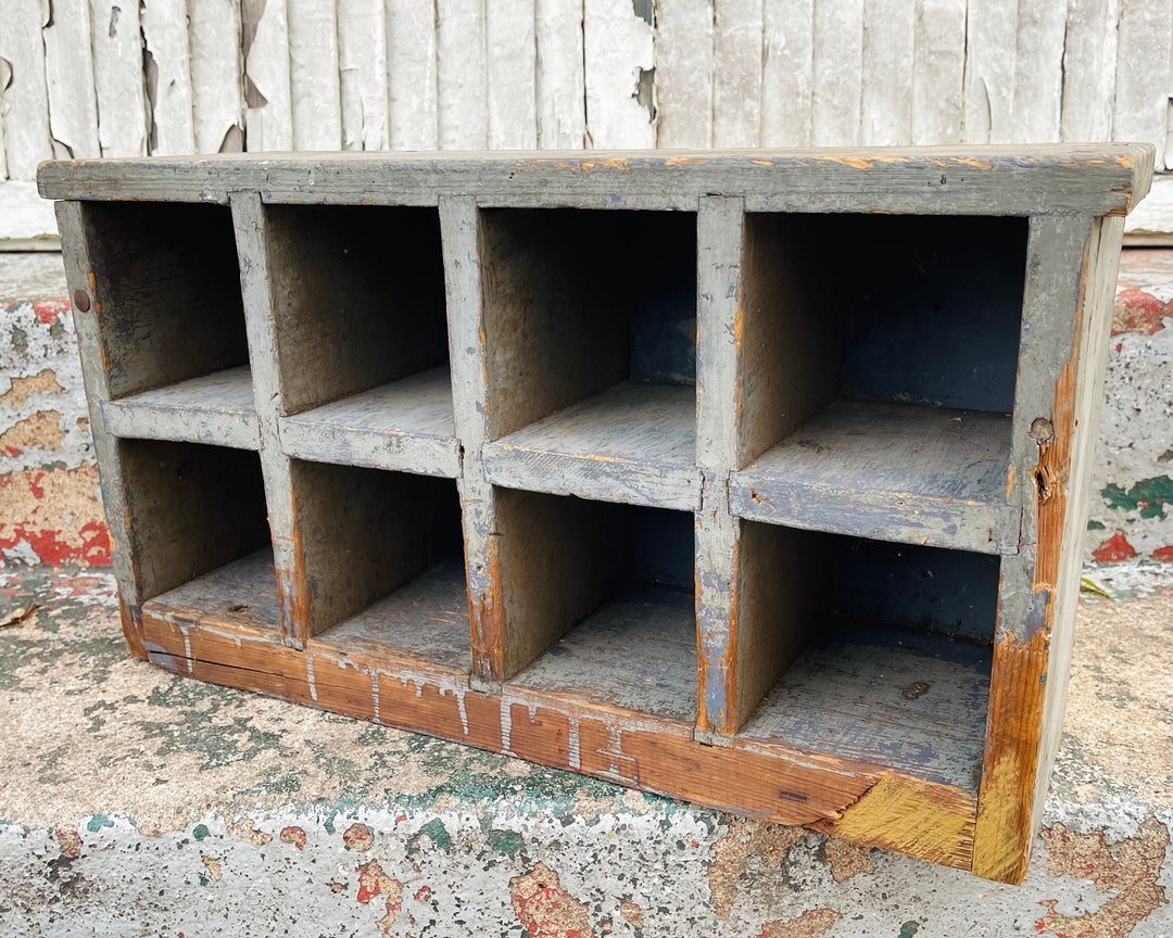 Vintage Wooden Cubby Box: Primitive Painted Display Shelf - Etsy