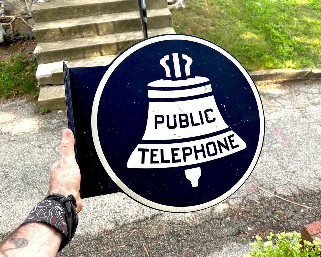 Bell Telephone Flange Sign Public Telephone Booth Sign Metal Large ...
