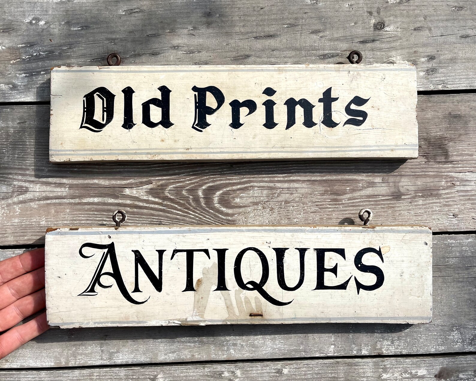 Vintage "antiques/old Prints" Shop Signs: 1950s Wooden Wall Decor - Etsy