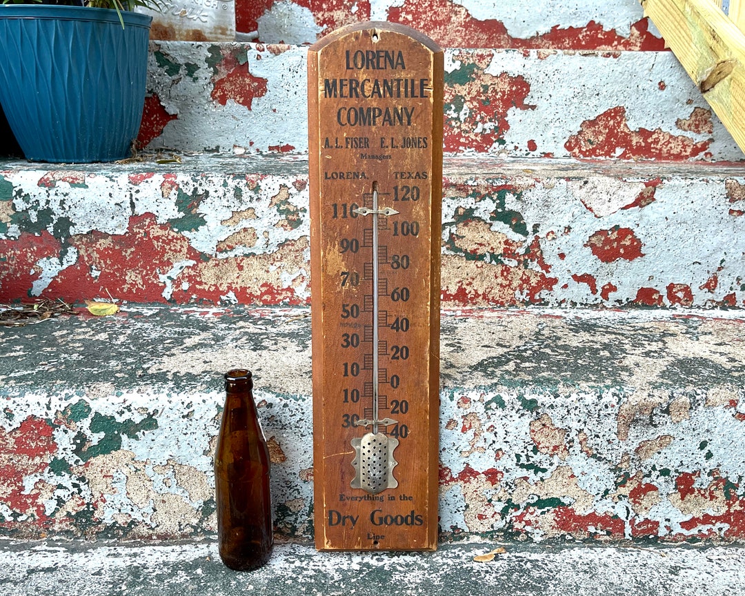 Antique Lorena Mercantile Co Wooden Advertising Thermometer Sign ...