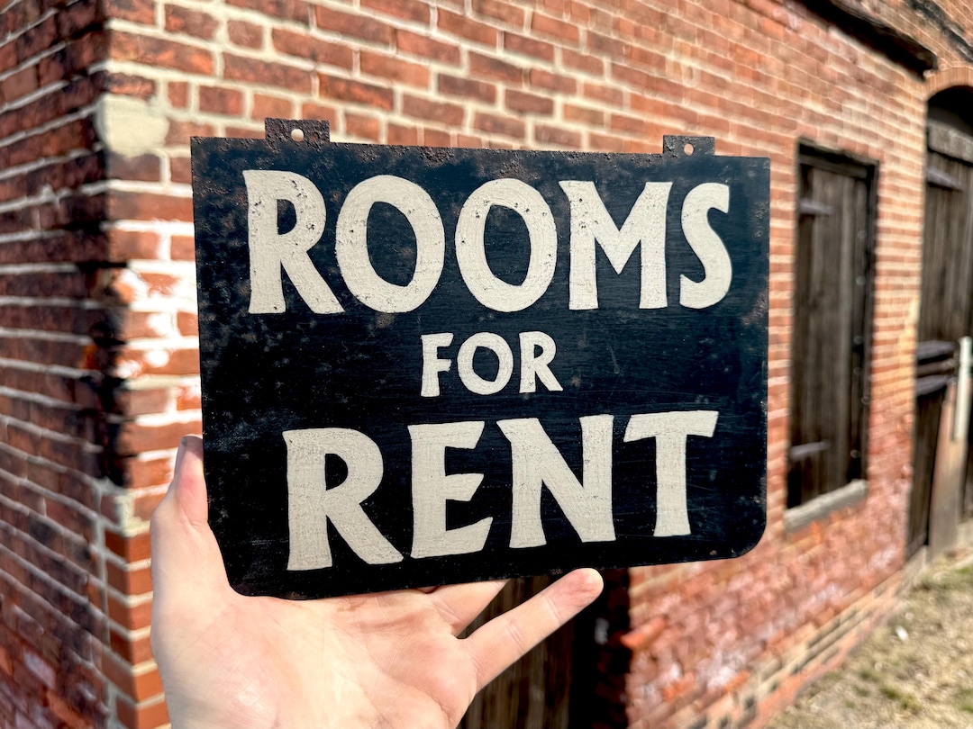 Antique Hotel Sign: 1920s 'rooms for Rent' Painted Metal - Etsy