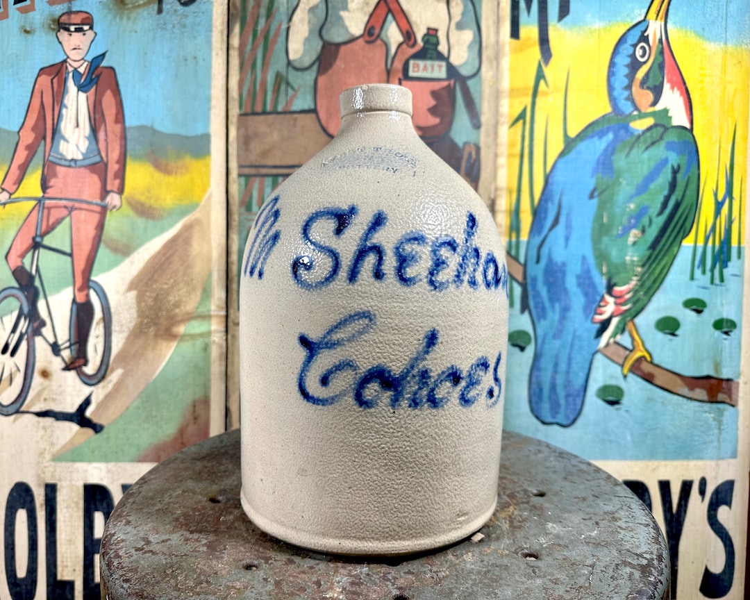 Antique West Troy Pottery Stoneware Jug: M Sheehan Cohoes NY, Americana ...