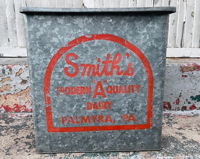 Antique Galvanized Milk Box Smiths Dairy Palmyra PA Farmhouse Antiques ...