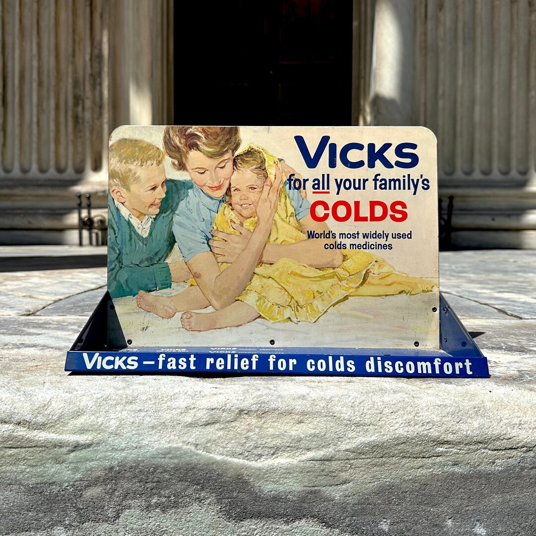 Vicks Cough Syrup Tin Store Display, Mid Century Counter Top General ...