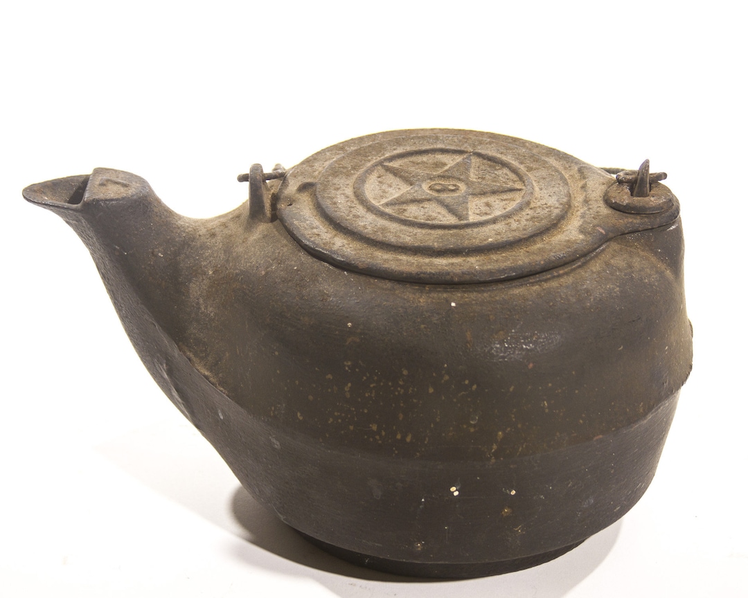 Antique Cast Iron Kettle: Rustic Stovetop Teapot With Star Detail - Etsy