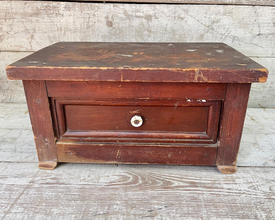 Antique Wooden Cabinet: Primitive Farmhouse Storage Box - Etsy