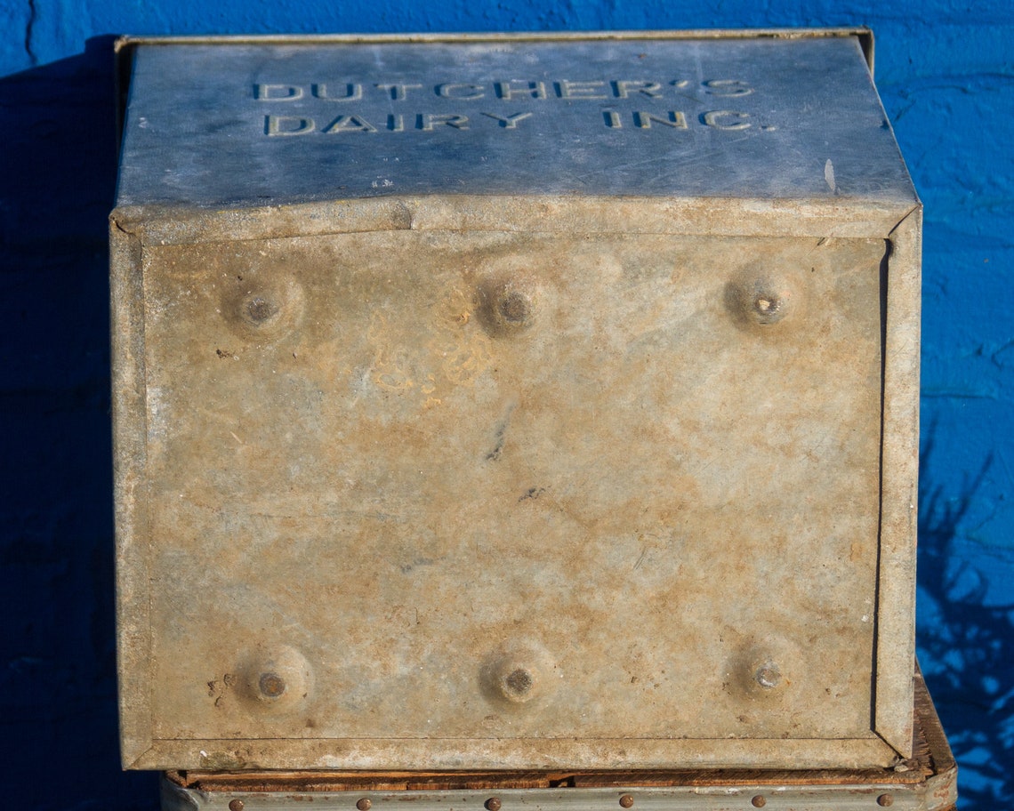 Vintage Milk Box Antique Milk Box Galvanized Milk Box DUTCHERS - Etsy
