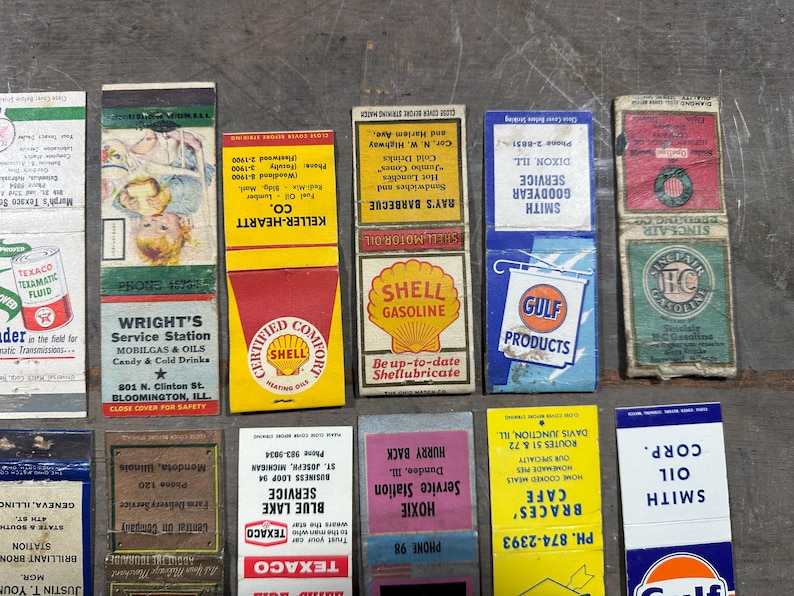 Vintage Gas & Oil Matchbook Collection: Shell, Texaco, Gulf Graphics - Etsy