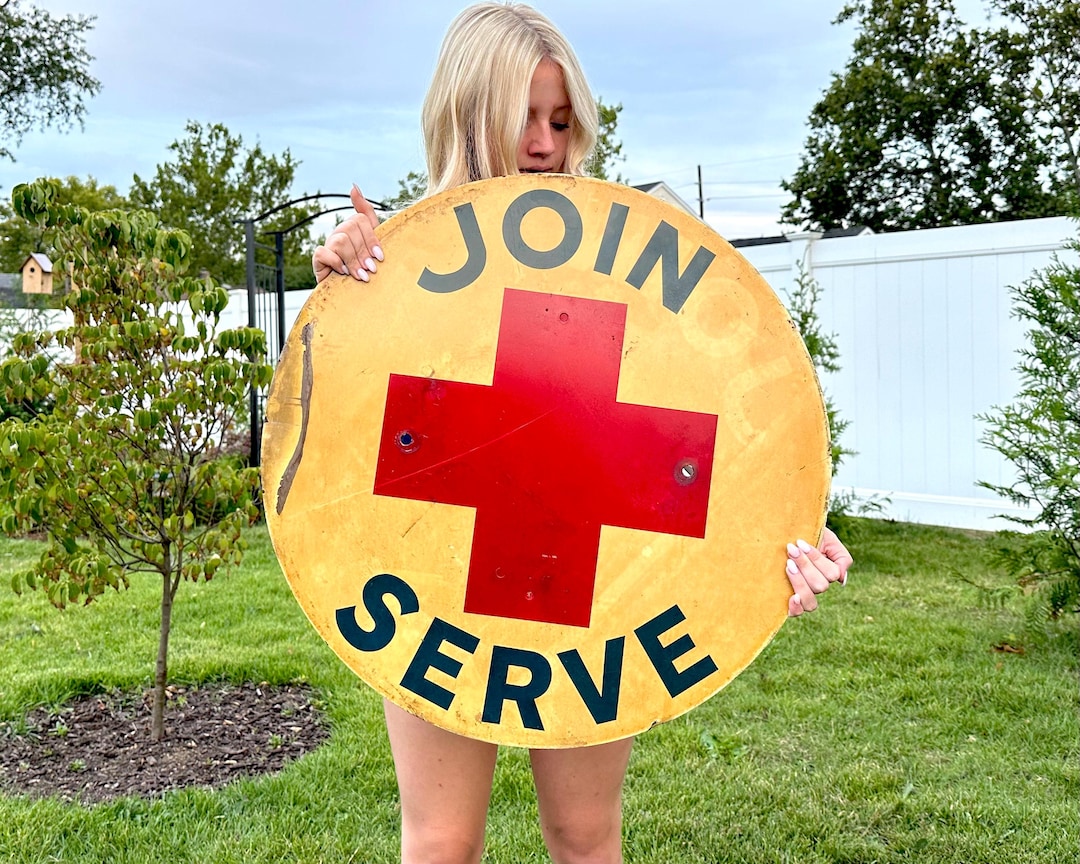 Vintage WWII Red Cross Sign: 1940s Metal Wall Decor - Etsy