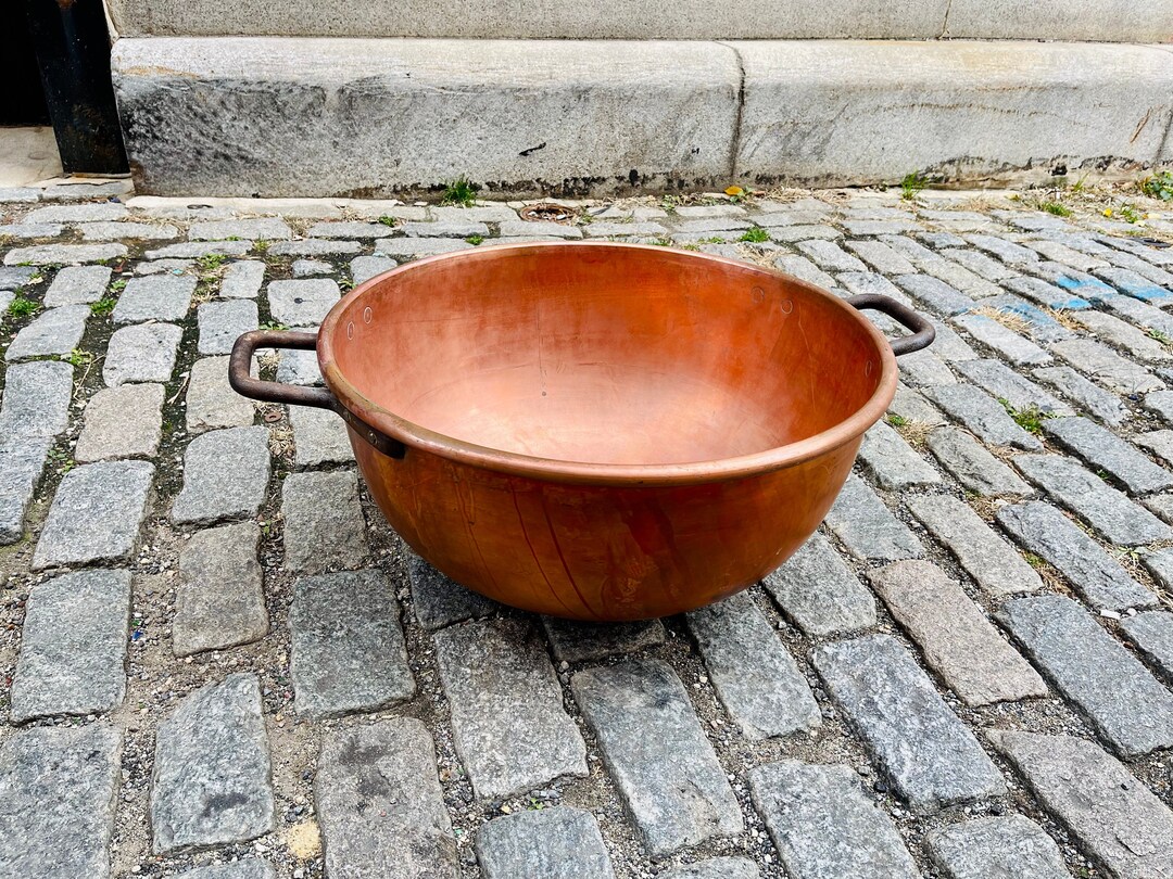Antique Copper Pot HUGE 40 Lbs 33'' Wide Cauldron, Vintage Copper ...