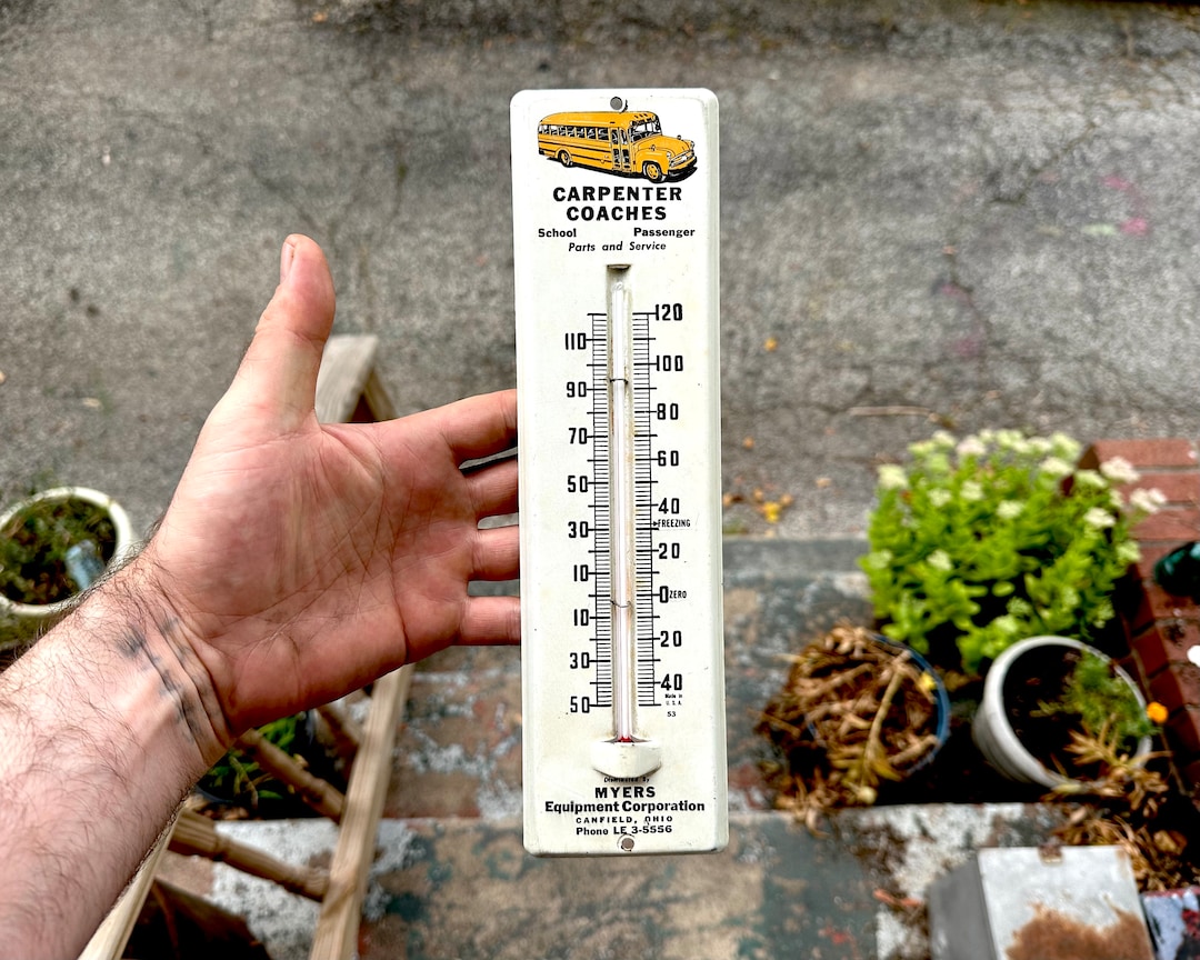 School Bus Advertising Thermometer Sign, Carpenter Coaches Canfield ...