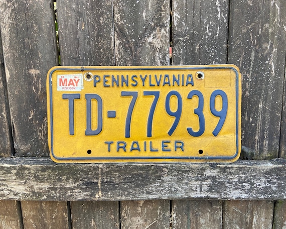 Vintage PA License Plate Truck Trailer Pennsylvania Blue and | Etsy