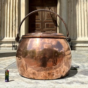 Large Antique Copper Cauldron With Lid: Farmhouse Garden Planter - Etsy