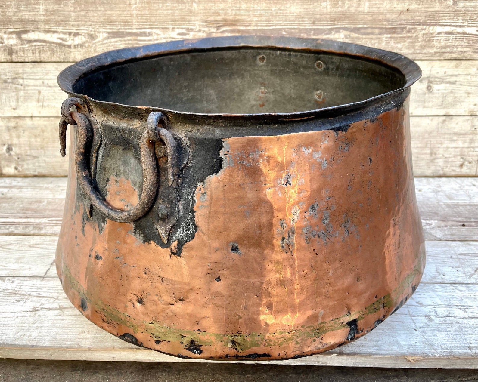 Huge Vintage Copper Pot With Iron Handles 24'' Wide - Etsy