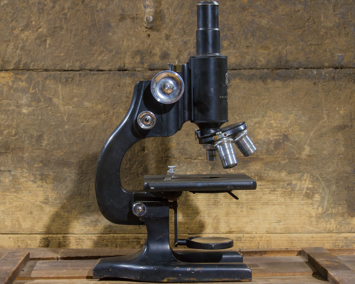 Antique Microscope with 3 objectives and Mirror Industrial | Etsy