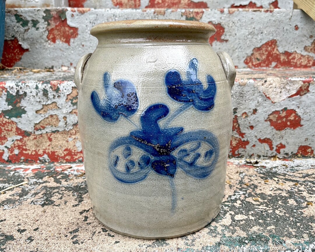Antique Stoneware Crock PA 19th Century Floral Decoration Decorated ...