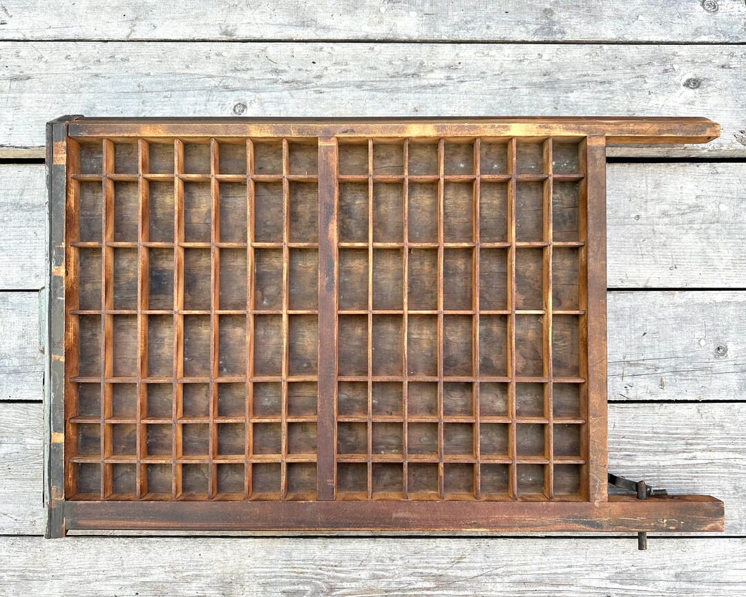 Printers Tray Vintage Printing Typeset Drawer Wooden Shadow Box Crate ...