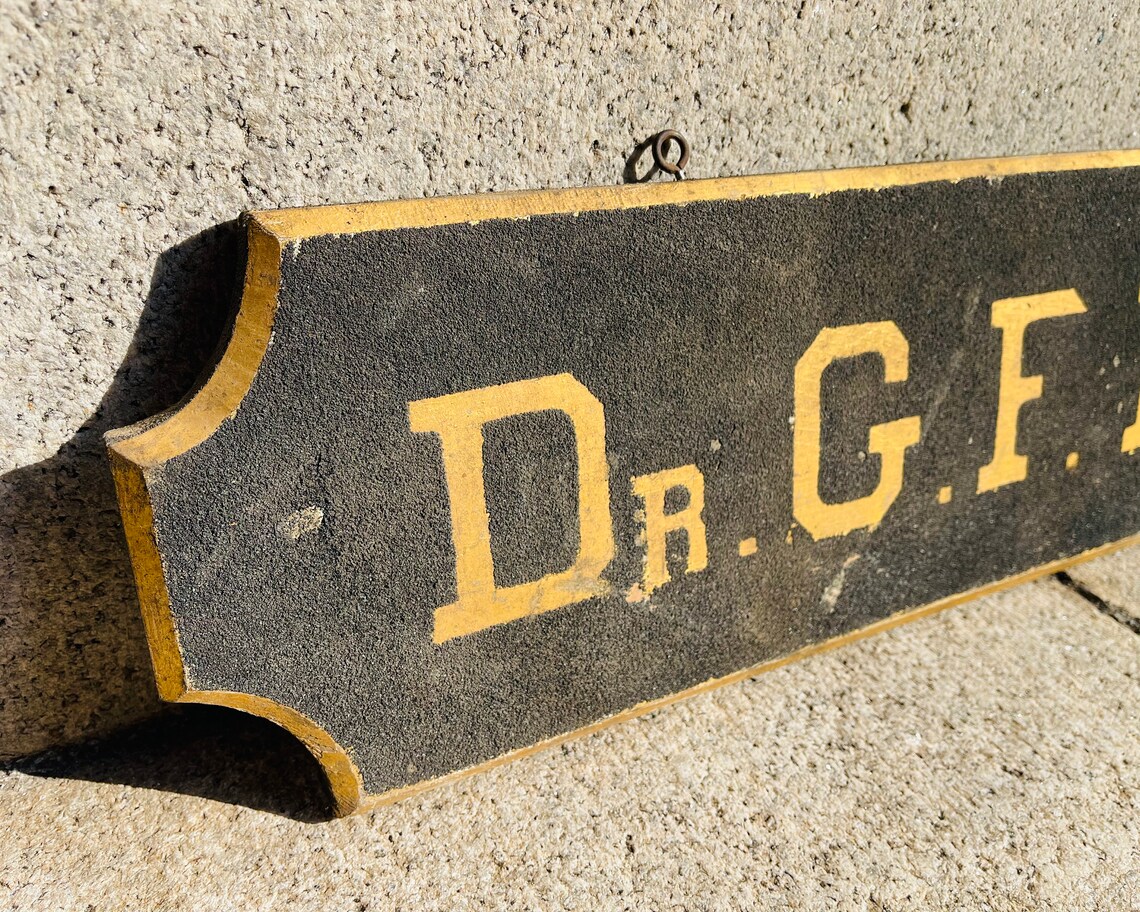 Antique Wooden Smaltz Paint Sign Dr. G. F. PECK 1800s Gold - Etsy