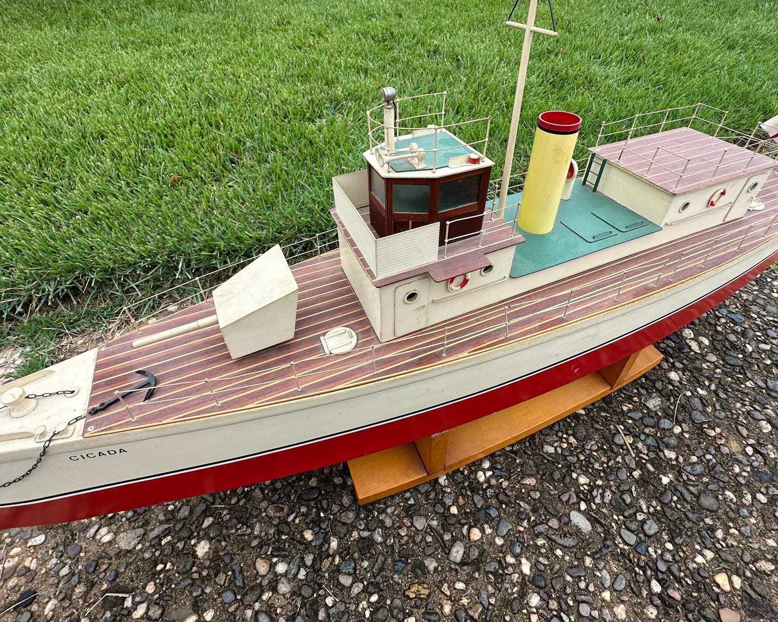 Vintage Wooden Steam Boat Model: 39" Nautical Folk Art Decor - Etsy