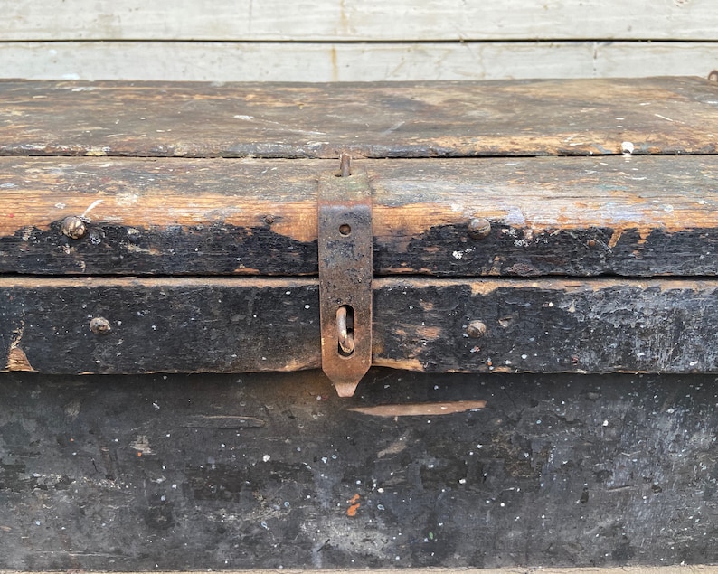 LARGE Antique Wooden Trunk Strong Box Bullion Box Gang Box | Etsy