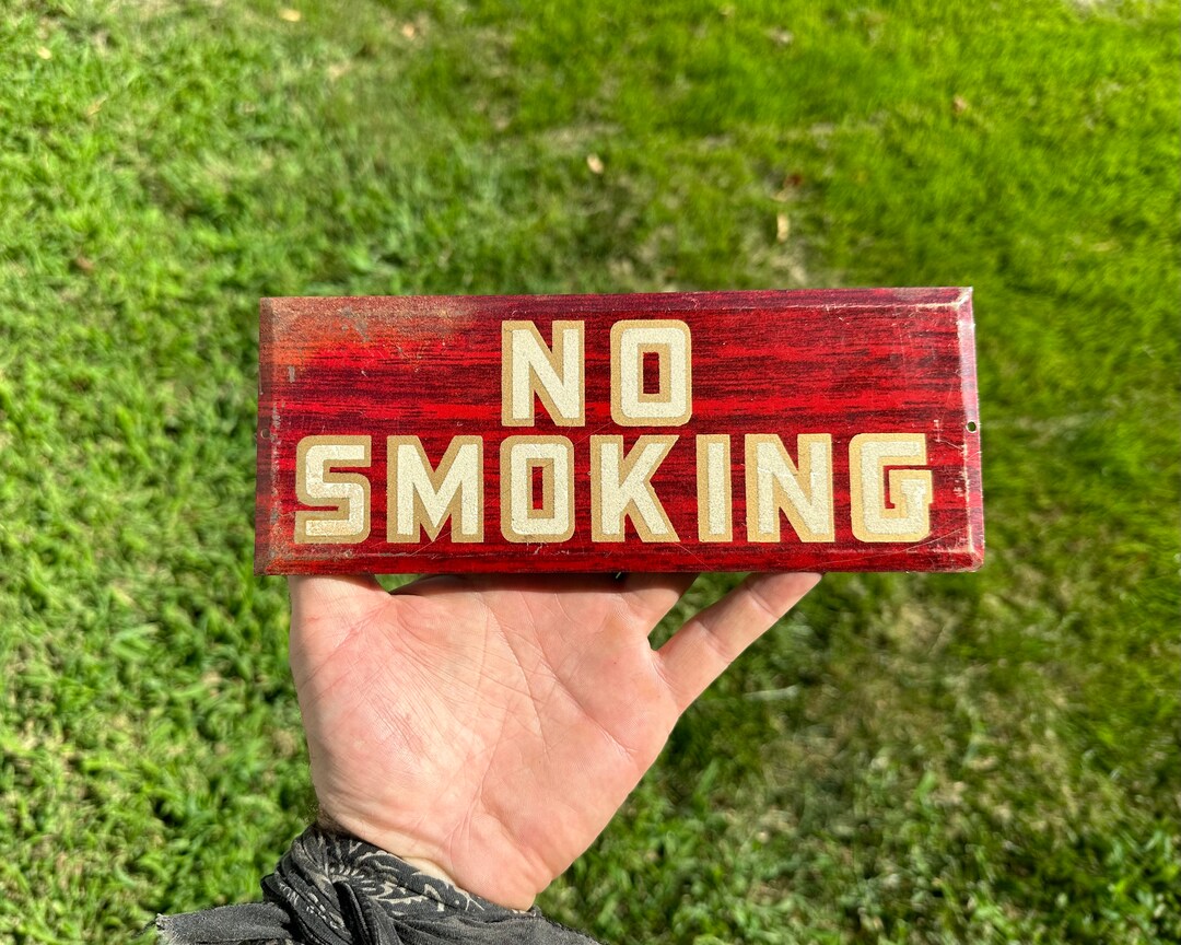Vintage NO SMOKING Sign 1950s 1960s Smaltz Textured Paint Sign, Wall ...