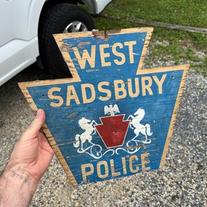 Vintage Pennsylvania Keystone Police Wooden Sign, WEST SADSBURY POLICE ...