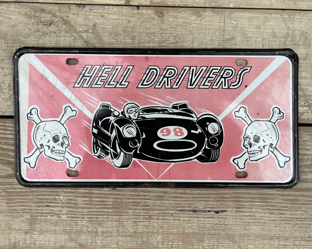 Vintage HELL DRIVERS License Plate: Stunt Show Automobilia - Etsy