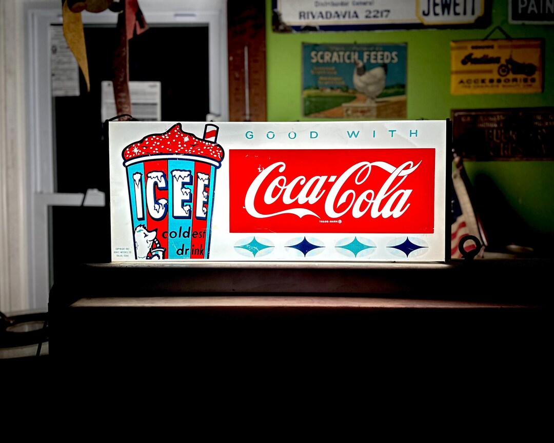 ICEE Coca Cola Light up Sign, RARE 1967 Coke Hanging Lighted, Slushie ...