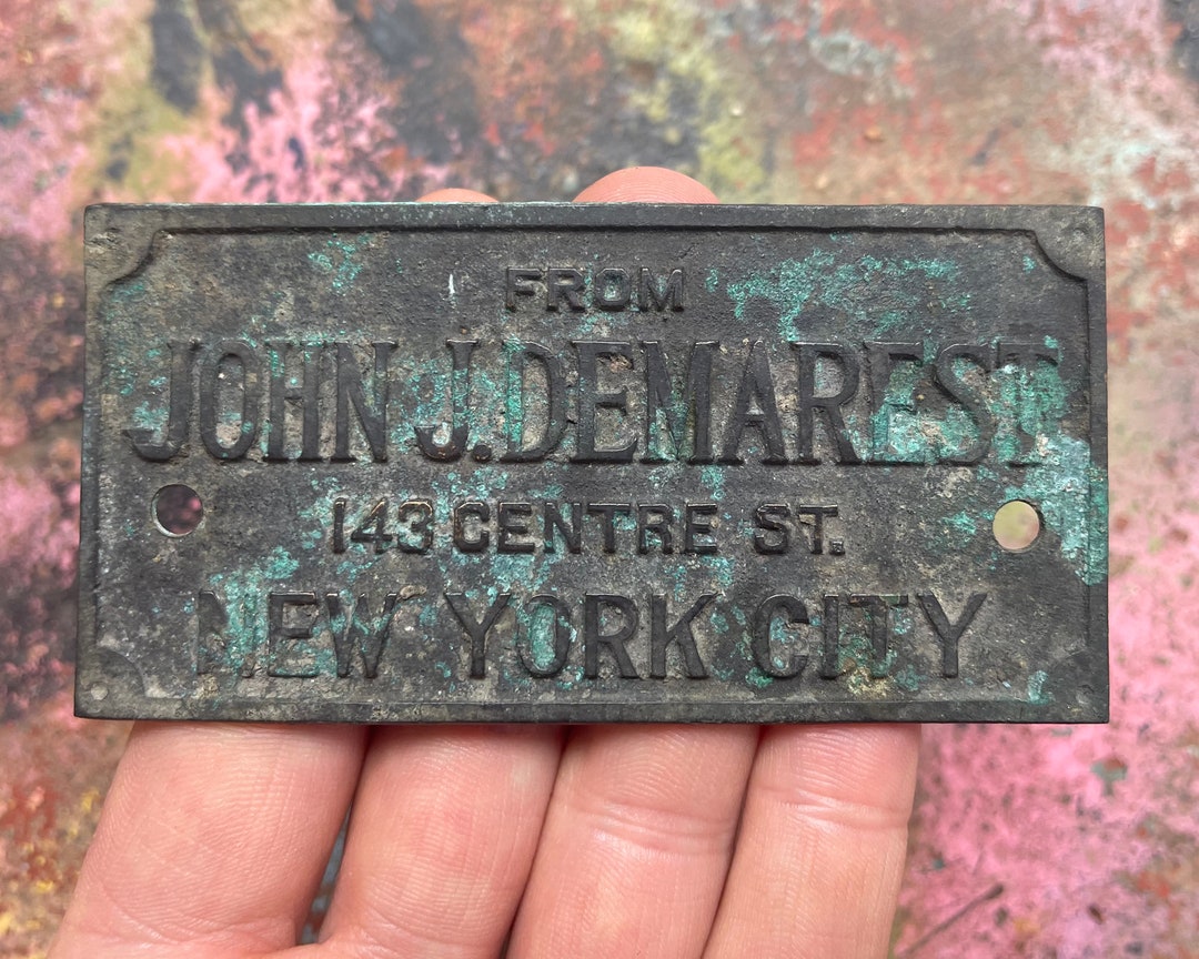 Antique Bronze Building Sign John J Demarest 143 Centre St New - Etsy