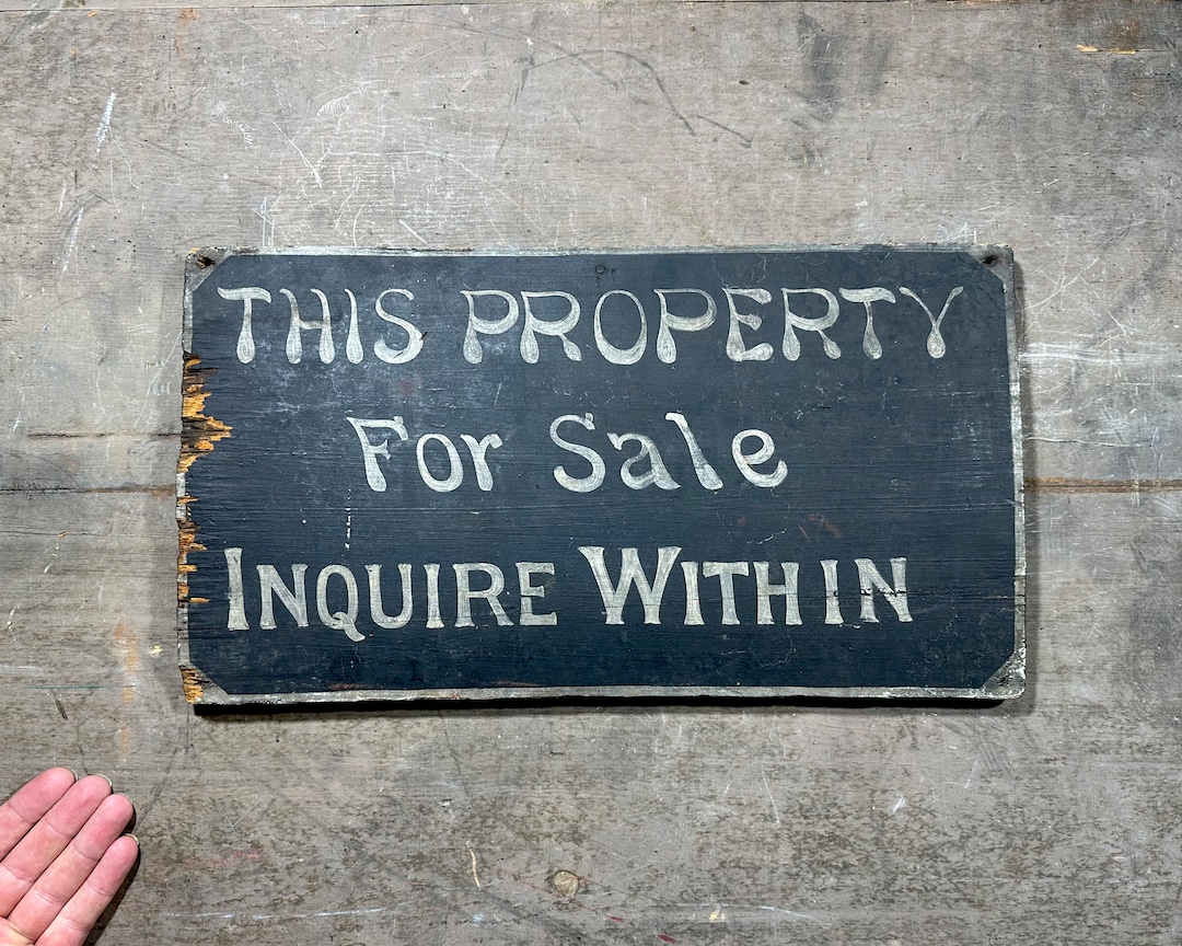 Antique Hand Painted Folk Art Sign FOR SALE Inquire With In, Primitive ...