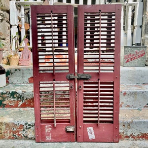 Large Antique Shutters Vintage Pair of Shutters Rustic RED PAINTED ...