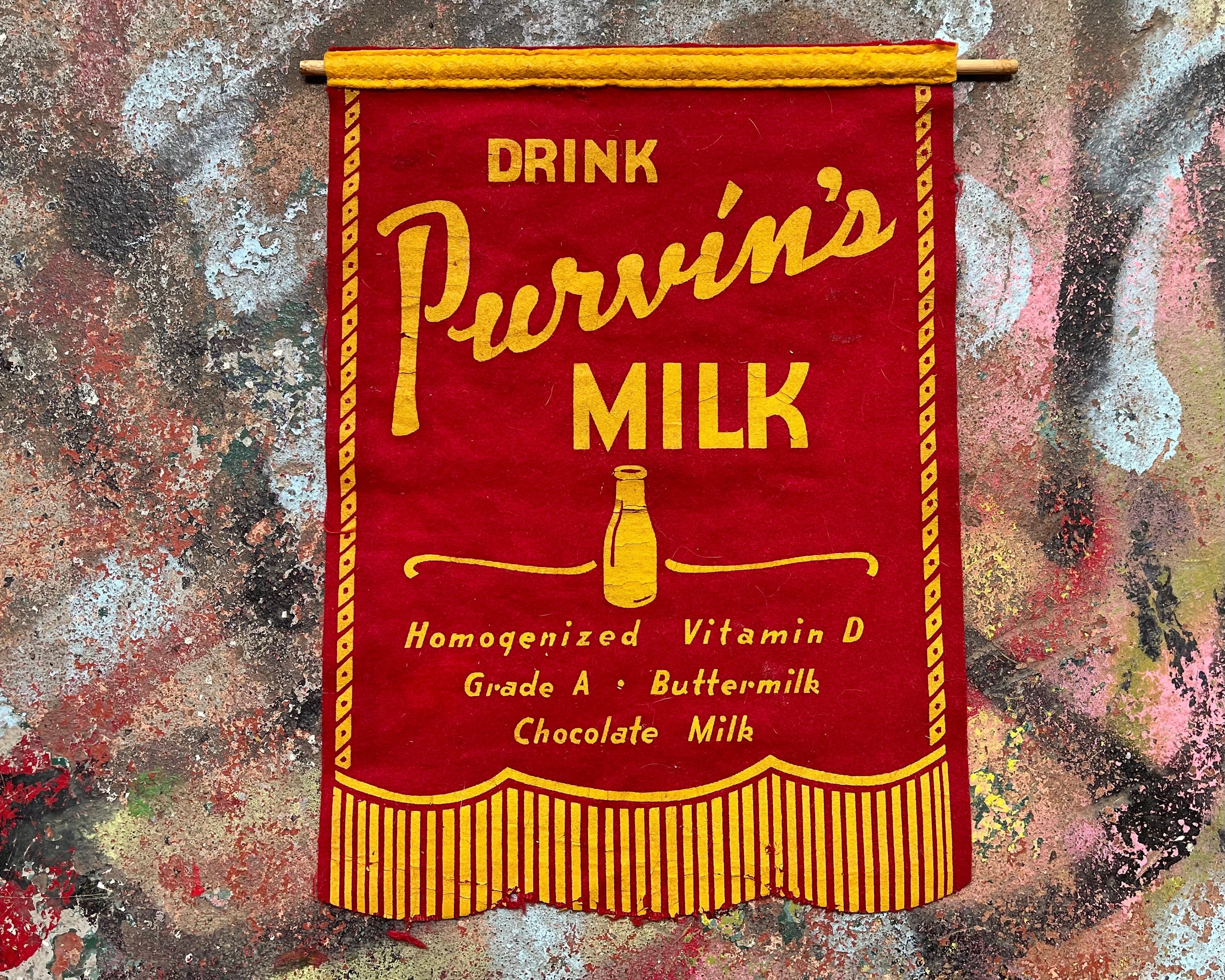 Purvin's Milk Felt Pennant: Wilkes Barre PA Dairy Advertising Sign - Etsy