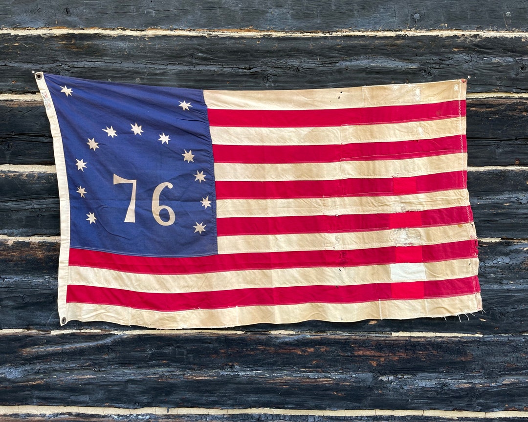 NICE Vintage American Bennington Flag With Old Reapirs 5' Ft X 3 Ft Americana Home Decor ...
