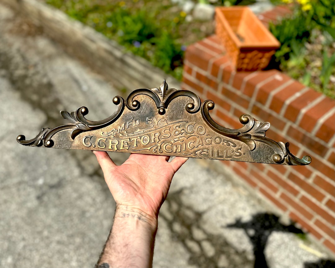 Antique Steam Engine Popcorn Wagon Brass Advertising Sign C. CRETORS ...