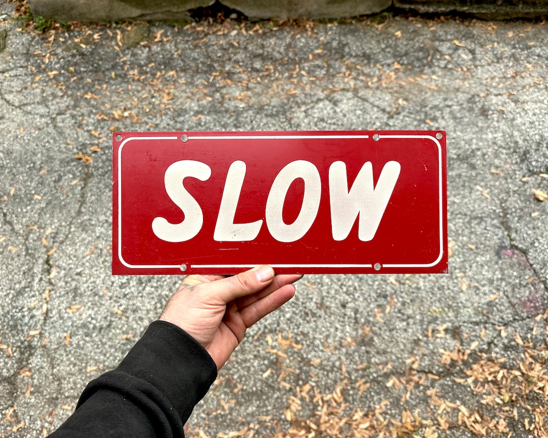 Vintage 1950s Smaltz Paint SLOW Sign: Red Garage Decor - Etsy