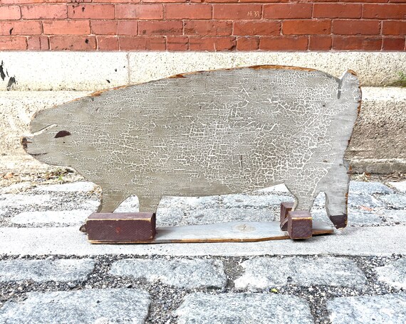 Antique Folk Art Pig Sign Large Wooden Pig Butcher Shop | Etsy