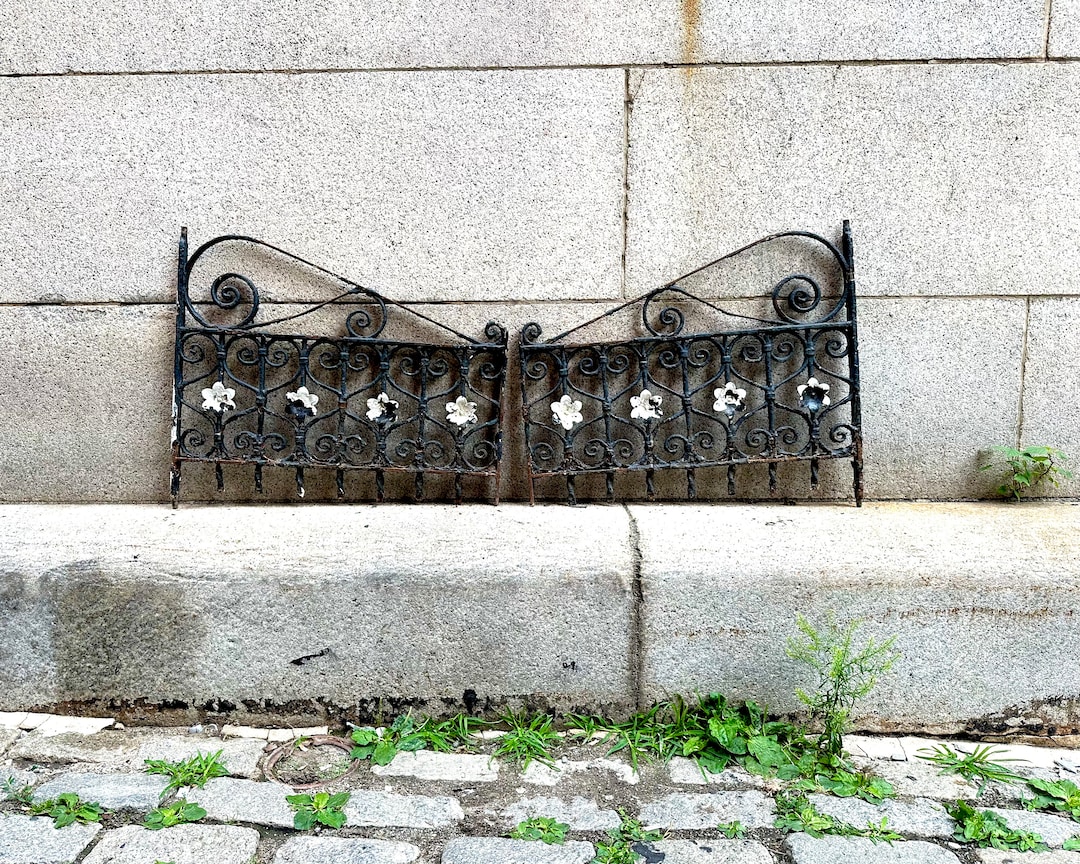 Wrought Iron Gates, Set of Antique Garden Fence, Swinging Gates ...