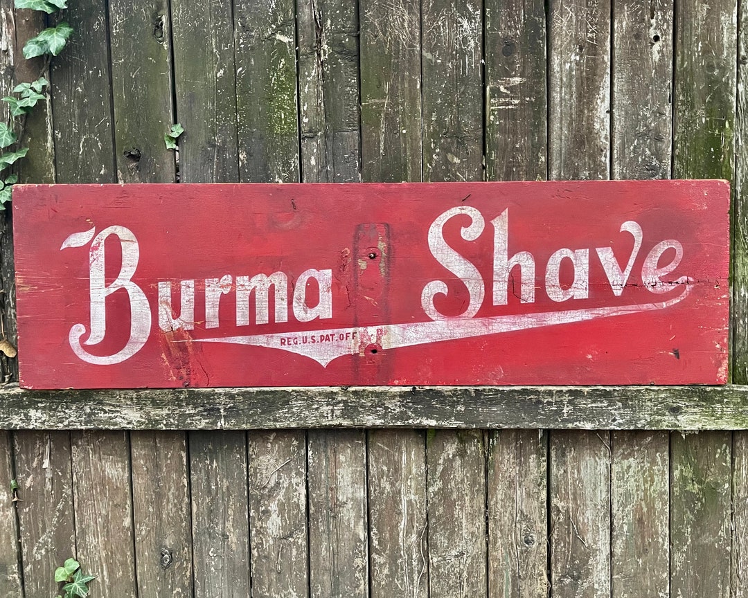 Antique Wooden Burma Shave Sign, Trade Sign, Old Mustard Paint General ...