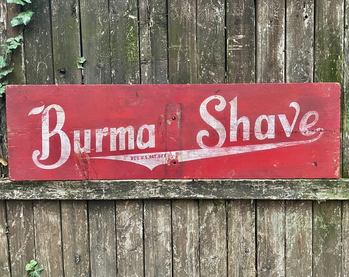 Antique Wooden Burma Shave Sign, Trade Sign, Old Mustard Paint General ...