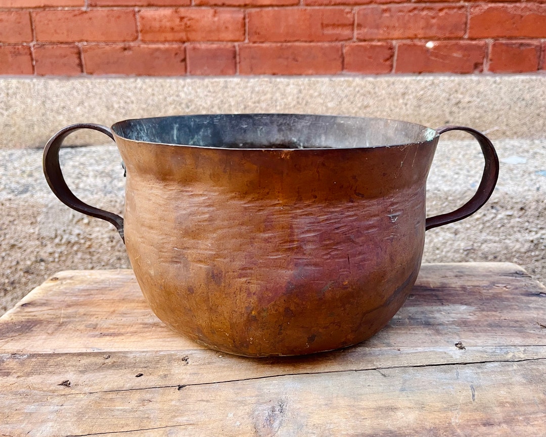 Antique Copper Pot With Trophy Handles: Rustic Primitive Planter - Etsy