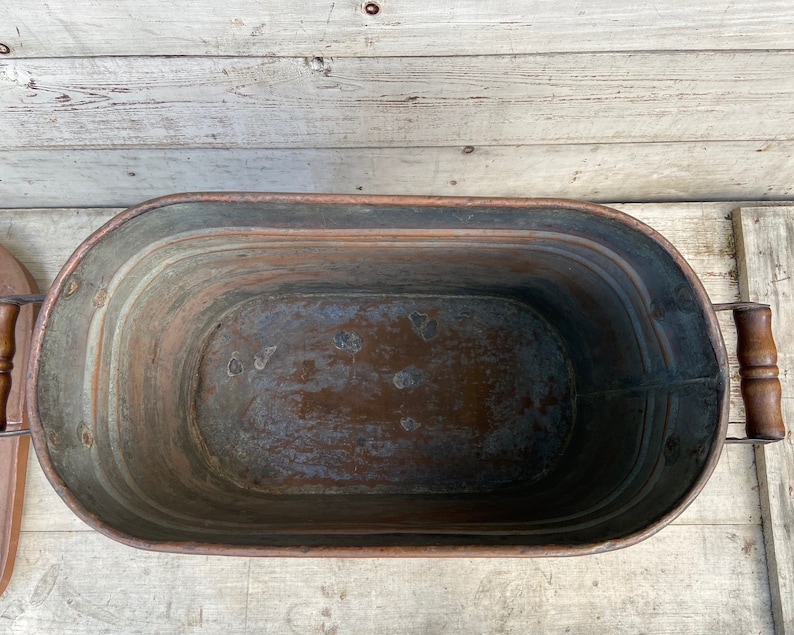 Vintage Copper Boiler with Lid Wash Tub Basin Farmhouse | Etsy