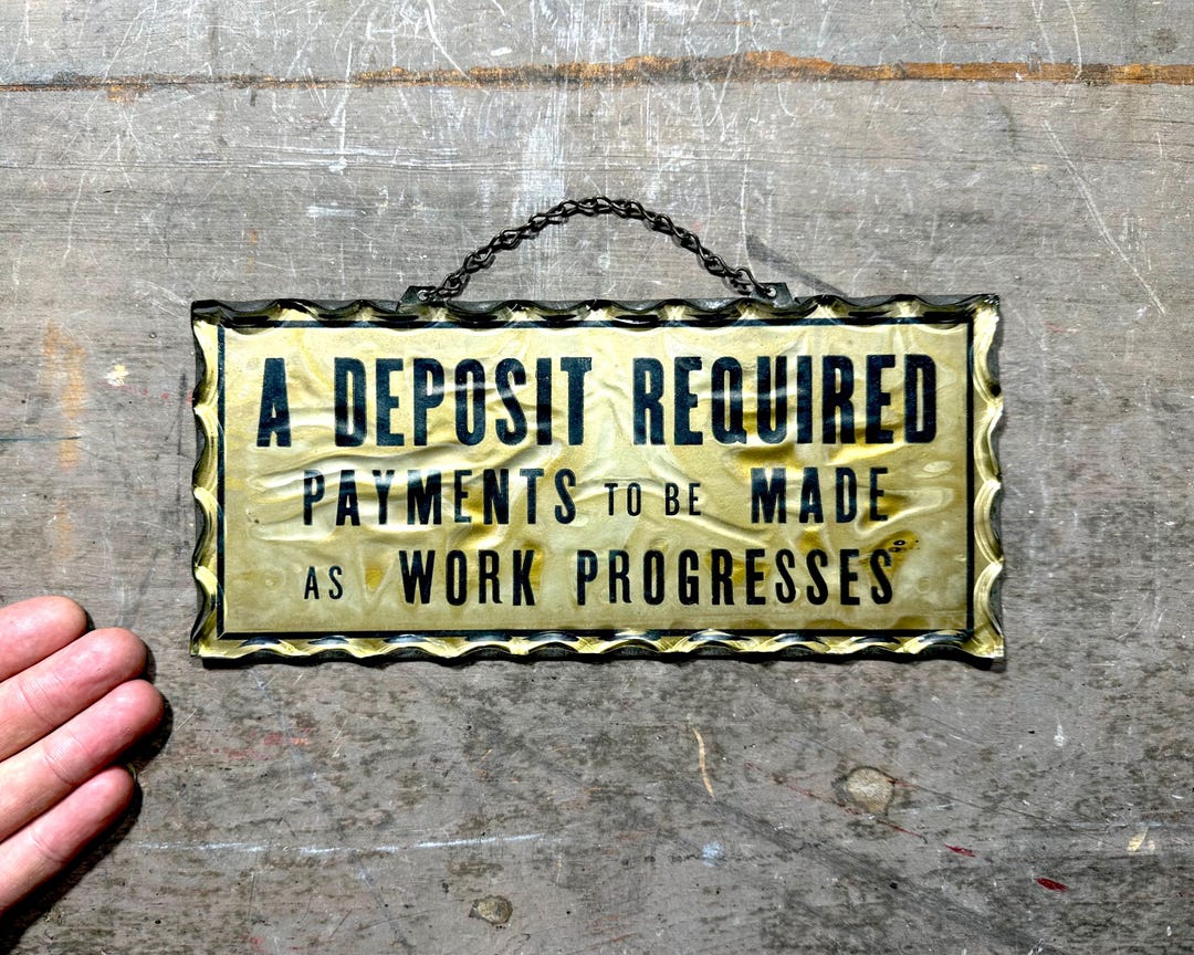 Antique Scalloped Glass Sign, Art Deco A DEPOSIT REQUIRED SIGN, Unique ...