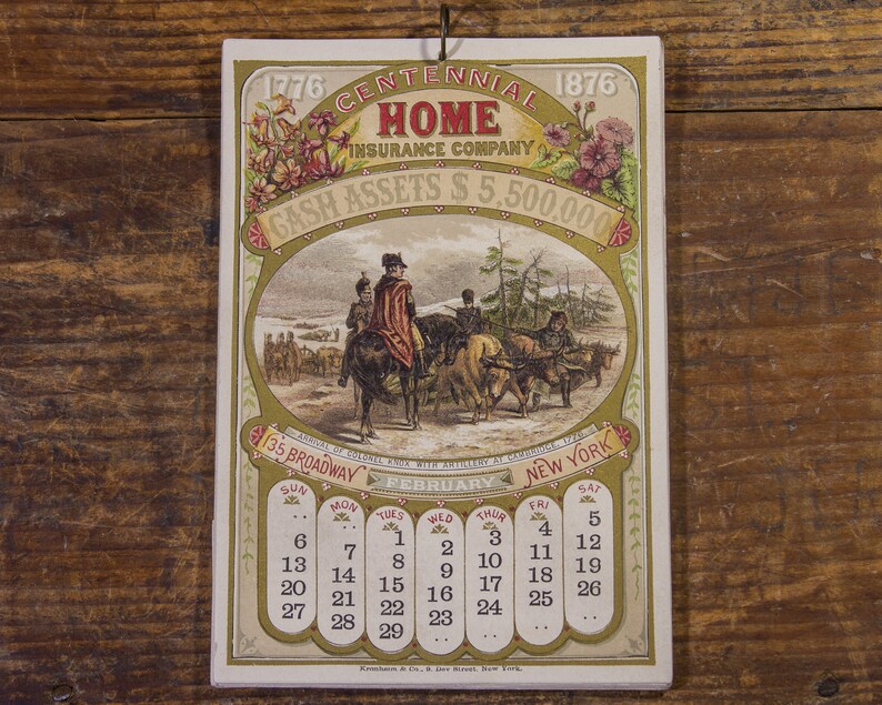 1876 Centennial Advertising Calendar: Revolutionary War Scenes - Etsy