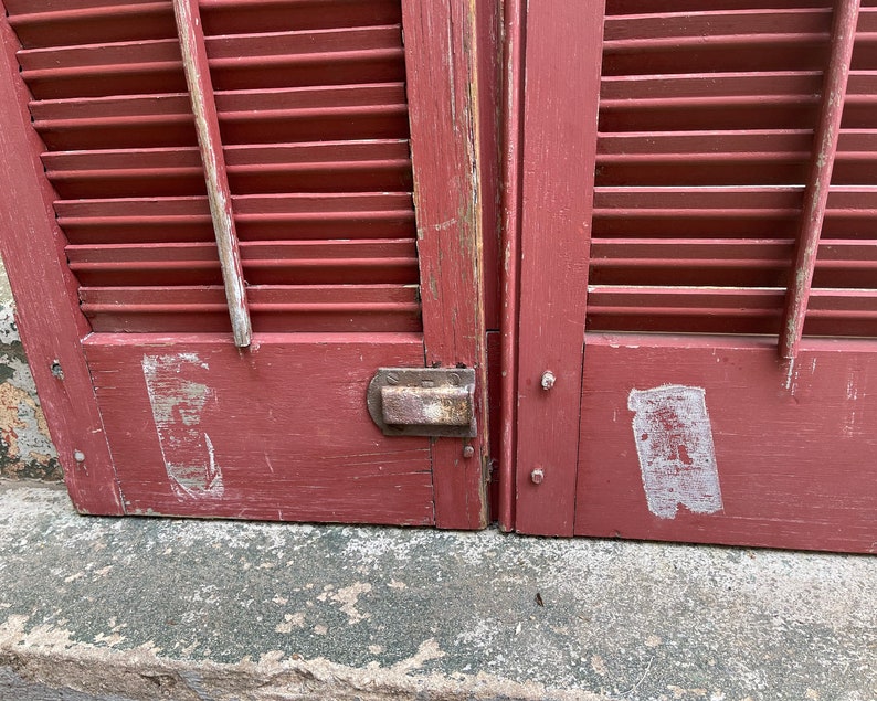 Large Antique Shutters Vintage Pair of Shutters Rustic RED - Etsy