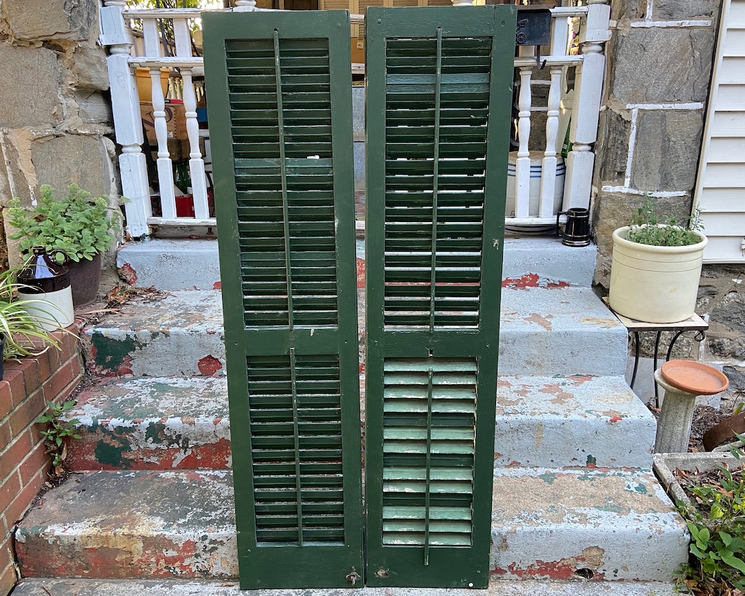 Large Pair of Vintage Shutters, 64'' Long X 14 1/2'' Wide, Reclaimed Barn Wood Door, Louvered ...