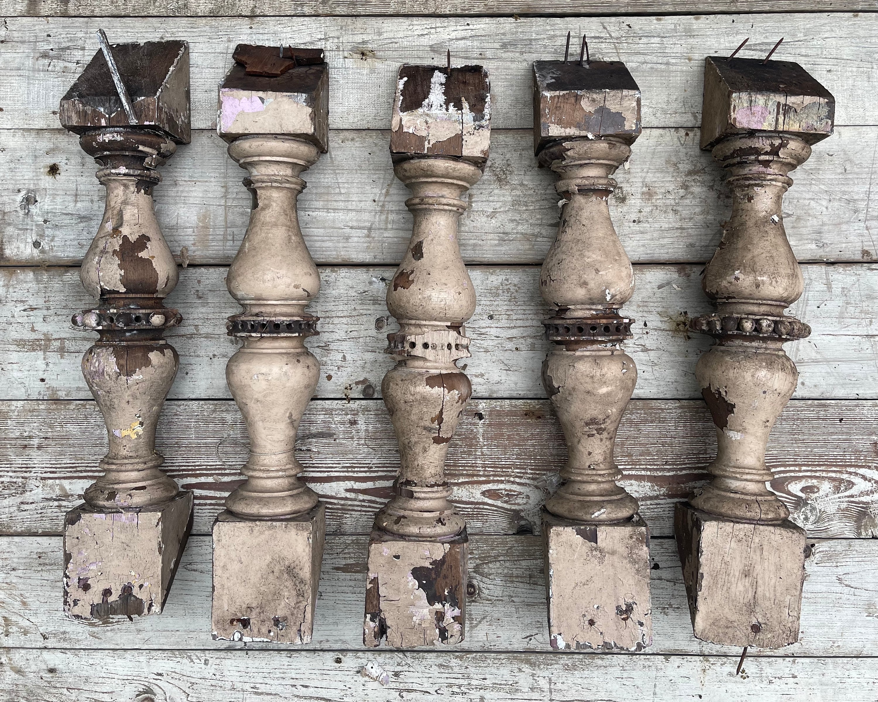 Antique Wooden Balusters (set of 5): 23" Shabby Chic Farmhouse Decor - Etsy