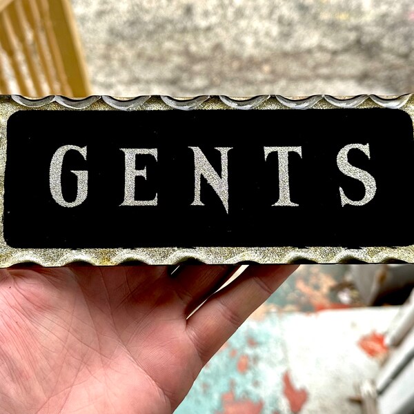 Antique Scalloped Glass Sign - Etsy